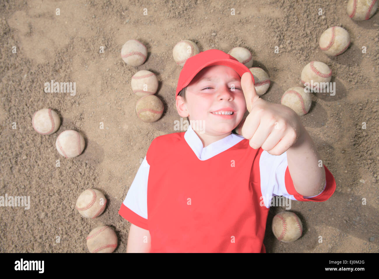 A nice child happy to play baseball Stock Photo - Alamy