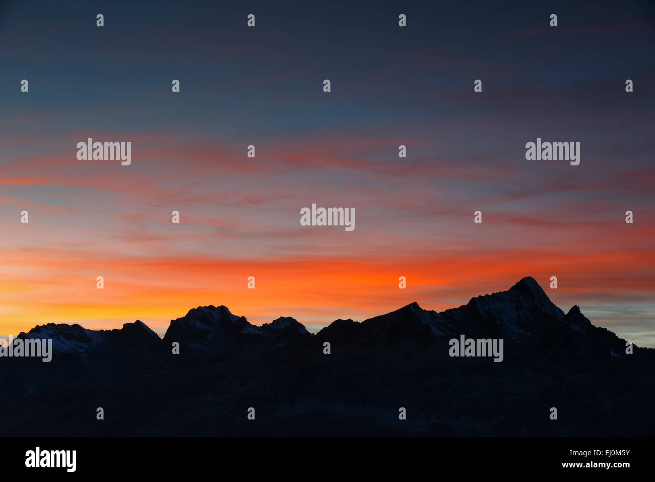 Evening, dusk, Alps, view Muottas Muragl, mountain, mountains, massif ...