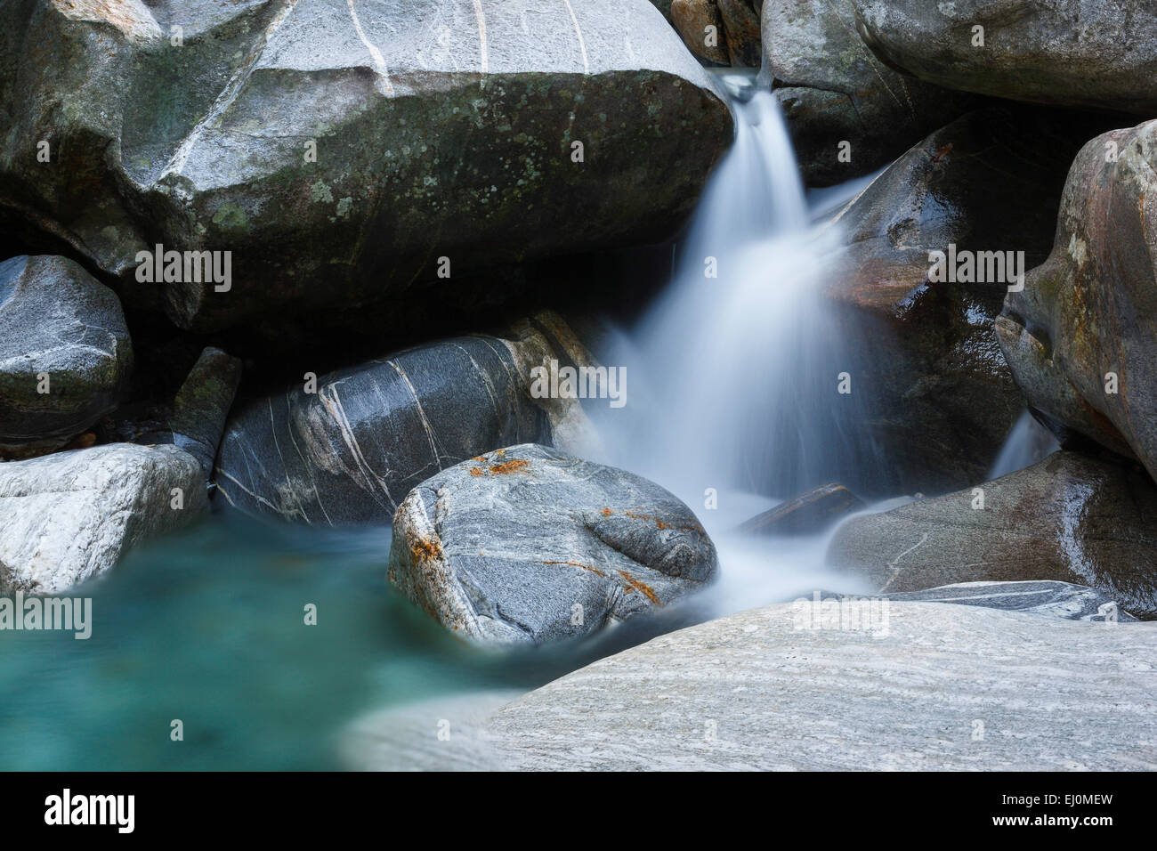 Cliff, rock, river, flow, Verzasca, riverbed, cascade, cascades ...