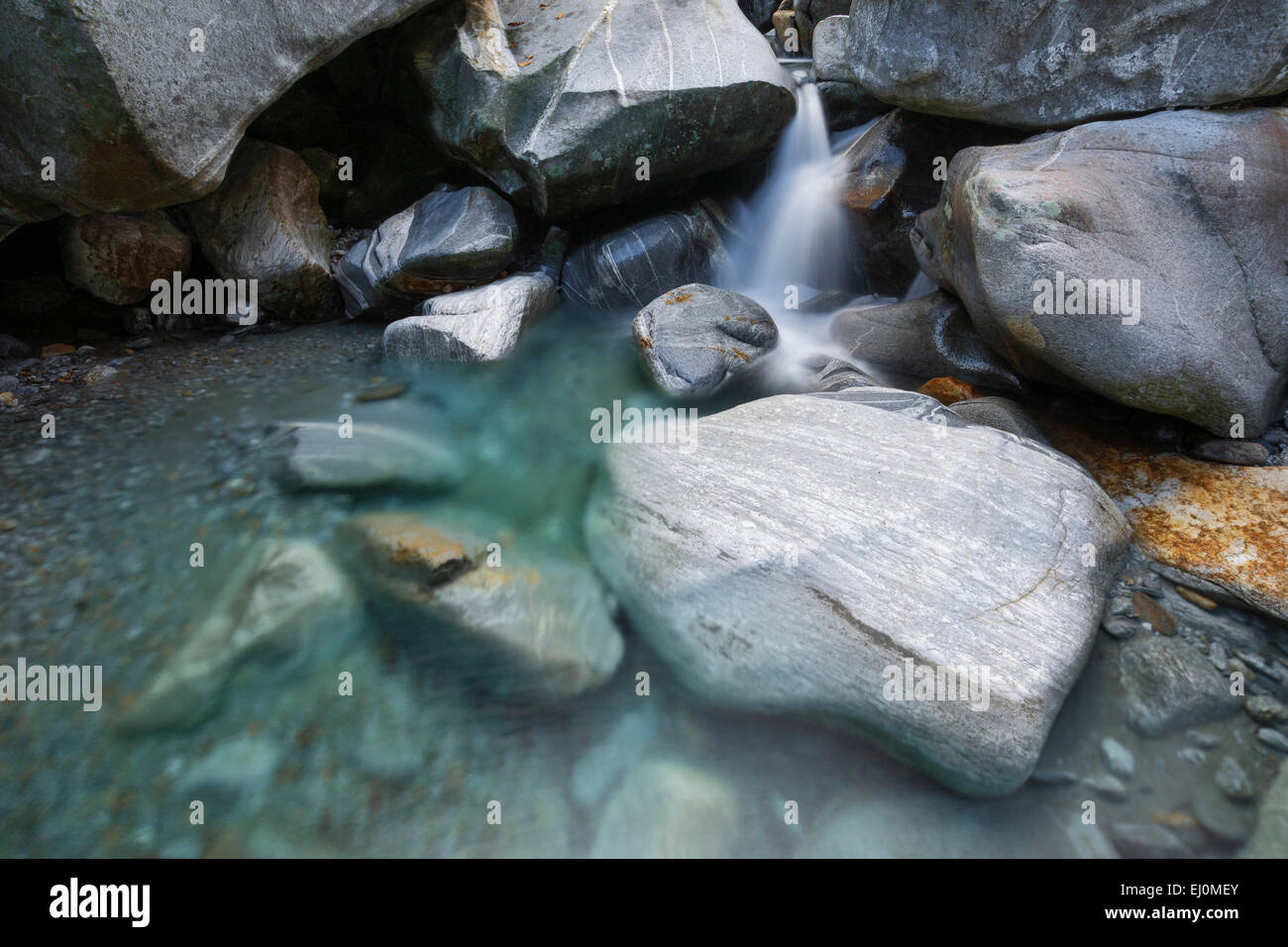 Cliff, rock, river, flow, Verzasca, riverbed, cascade, cascades ...