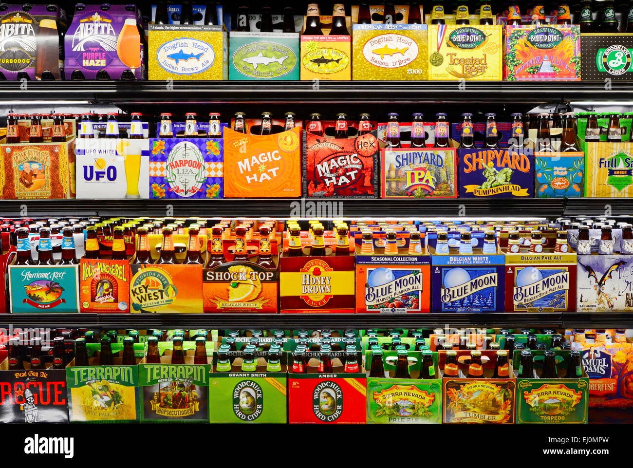 Microbrewery Beer products are displayed on a shelf in an up-scale ...
