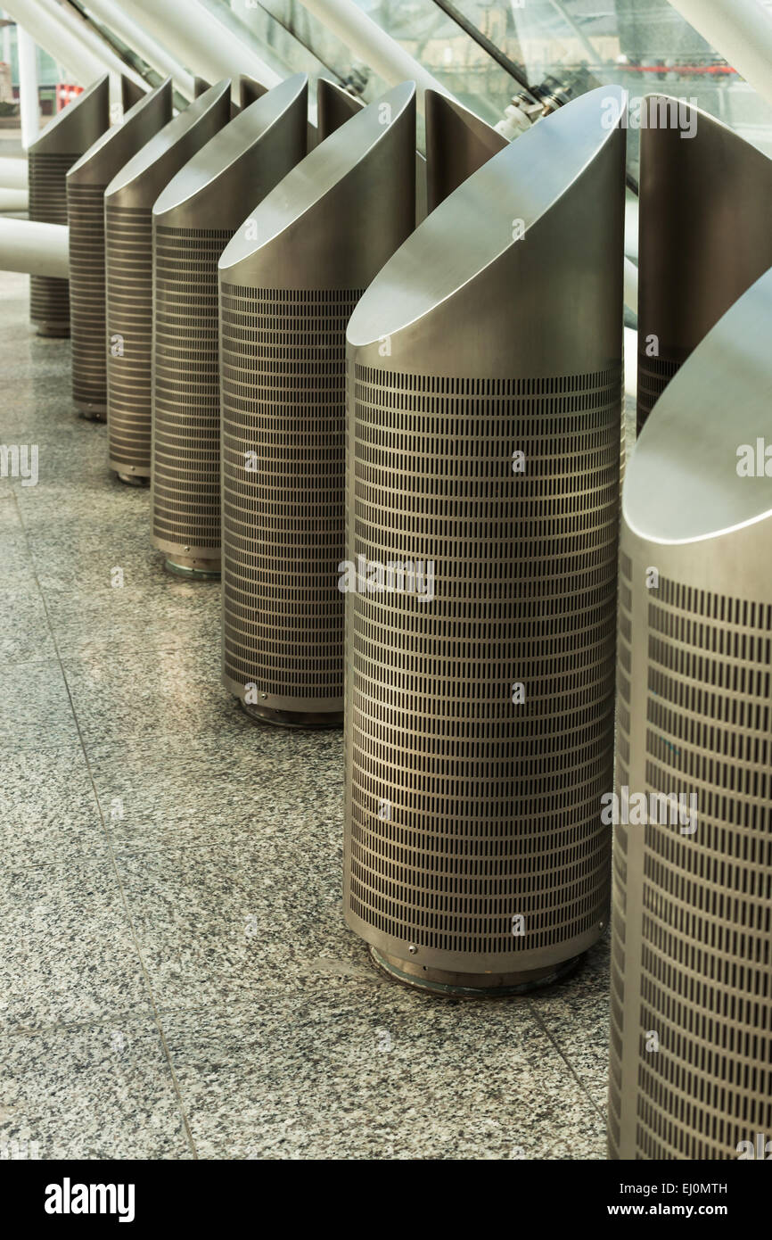 Metal columns housing air conditioning vents Stock Photo - Alamy