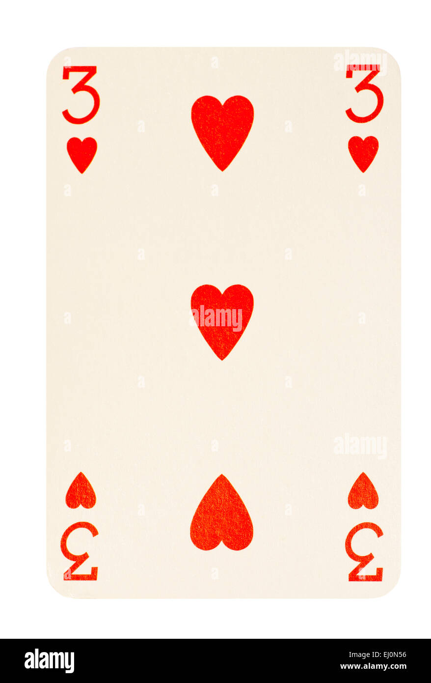 Three Of Hearts Playing Card Stock Photo - Alamy