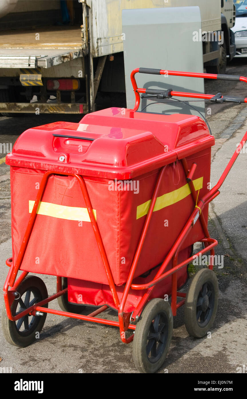Postmans Trolley and Postbox Stock Photo - Alamy