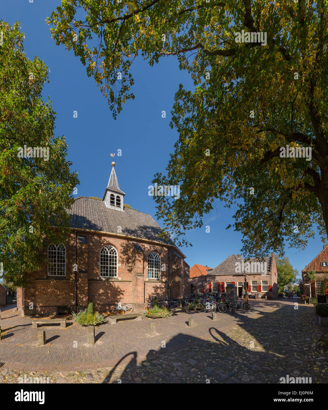 Netherlands, Holland, Europe, Bronkhorst, Gelderland, church, trees ...