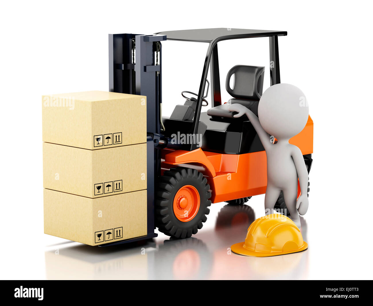 3d illustration white people forklift hi-res stock photography and ...