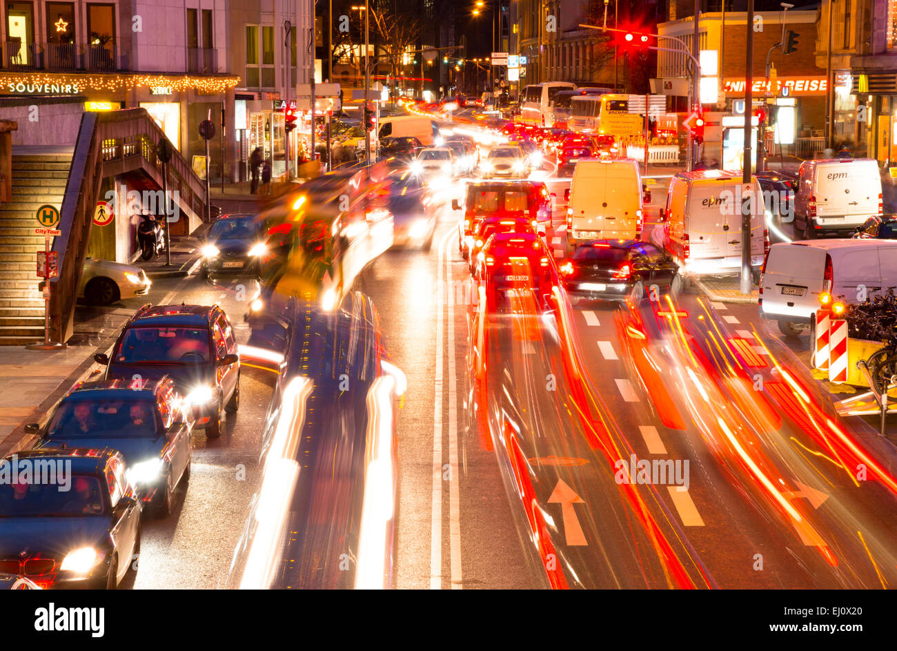Evening, outside, cars, automobiles, lights, Germany, dynamism ...