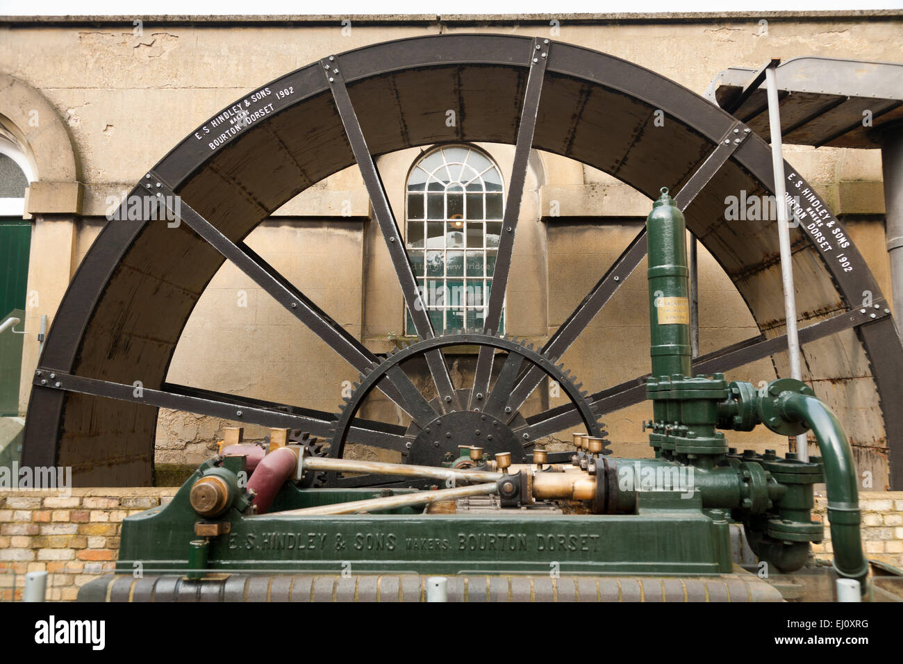 Large engine wheel outside building building / in the Waterwheel ...