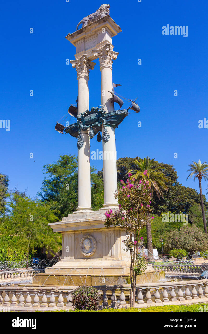 Monument in Catalina Rivera Gardens in the city of Seville, Spain Stock ...