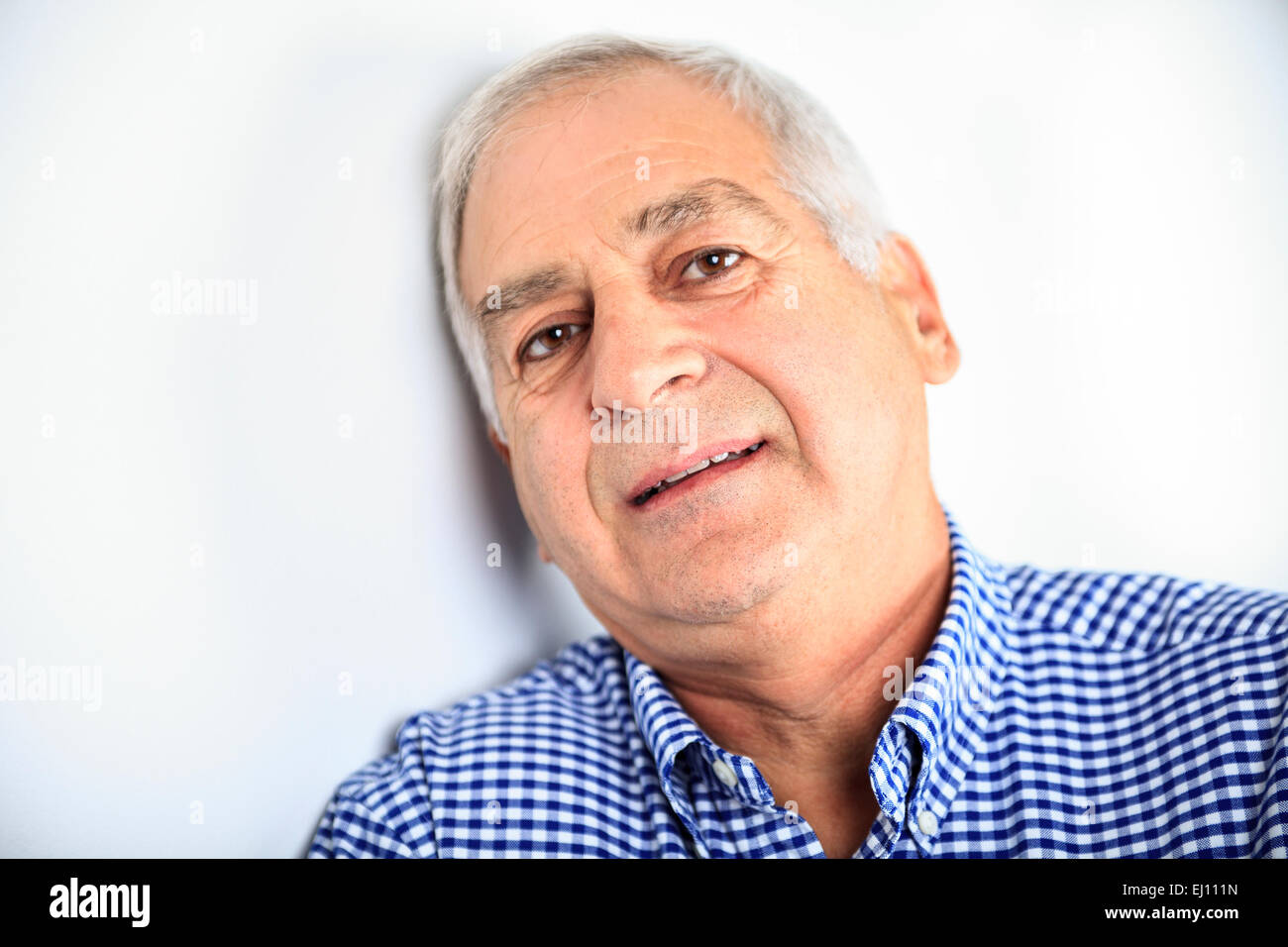 old senior portrait in gray background Stock Photo - Alamy