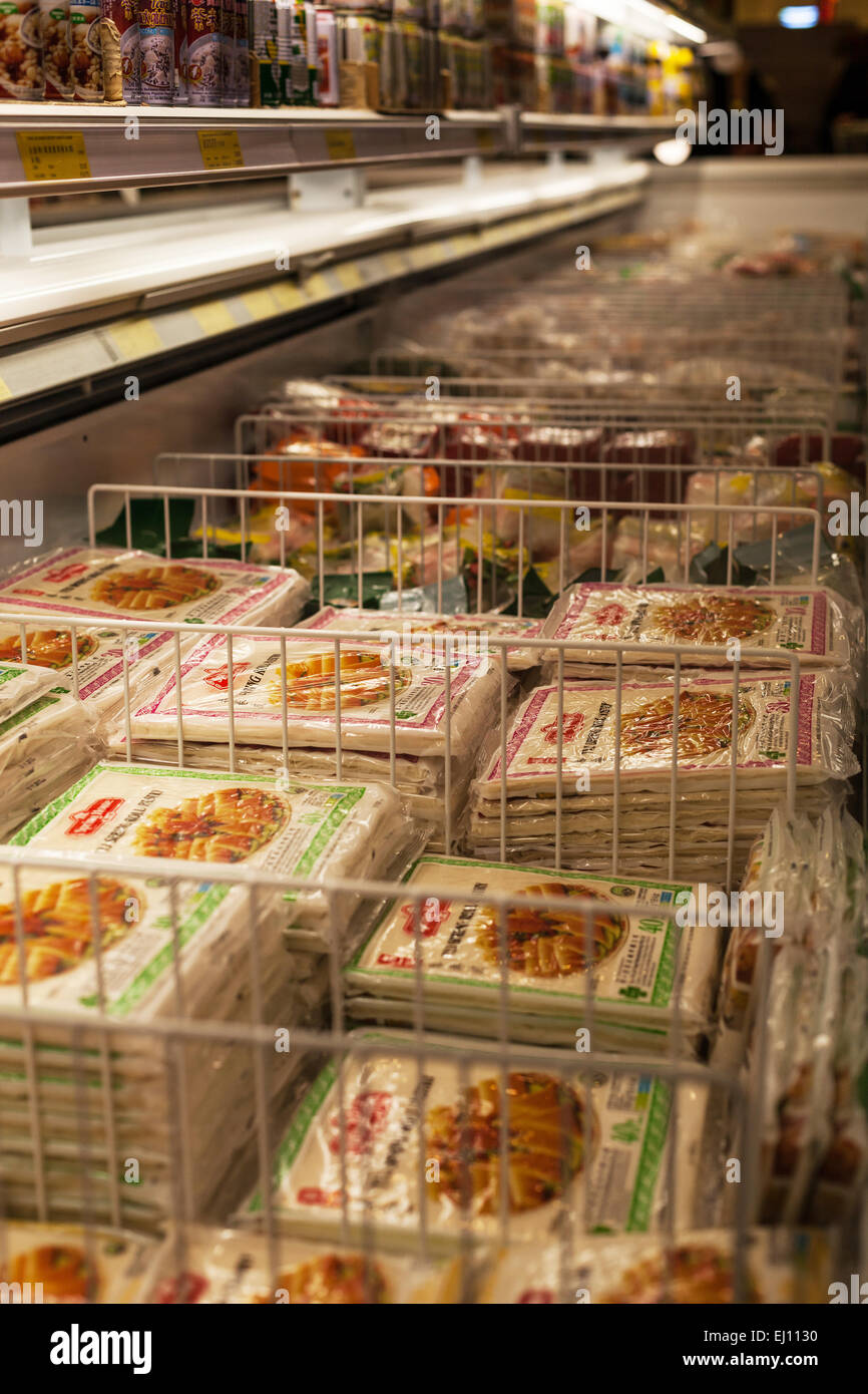 Packets of frozen pastry in a Chinese supermarket in London Stock Photo ...