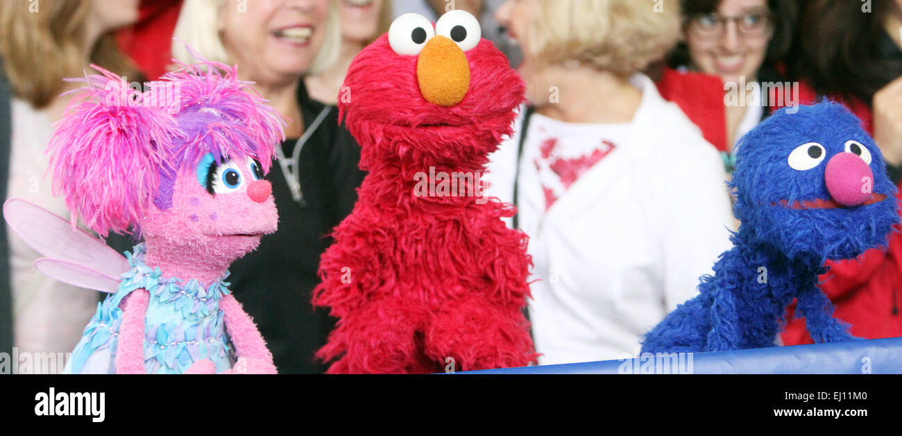 Meteorologist Rob Marciano is joined by Sesame Street characters Elmo ...