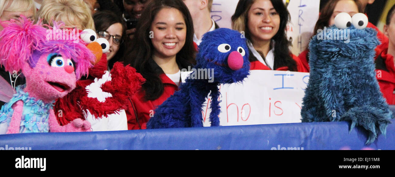 Meteorologist Rob Marciano is joined by Sesame Street characters Elmo ...