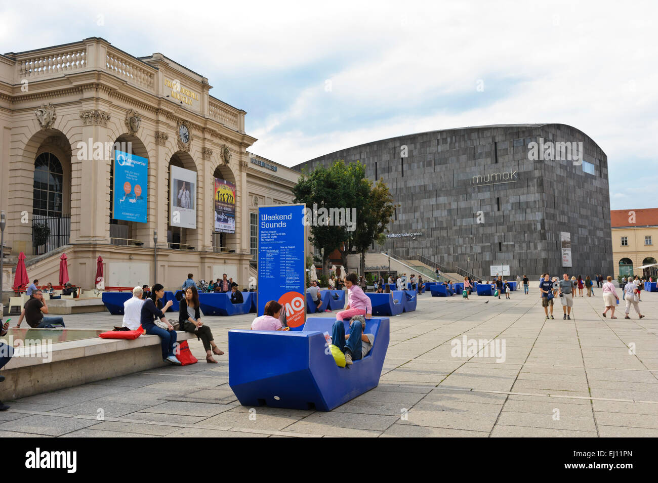 The courtyard at the MuseumsQuartier, Vienna, Austria Stock Photo - Alamy
