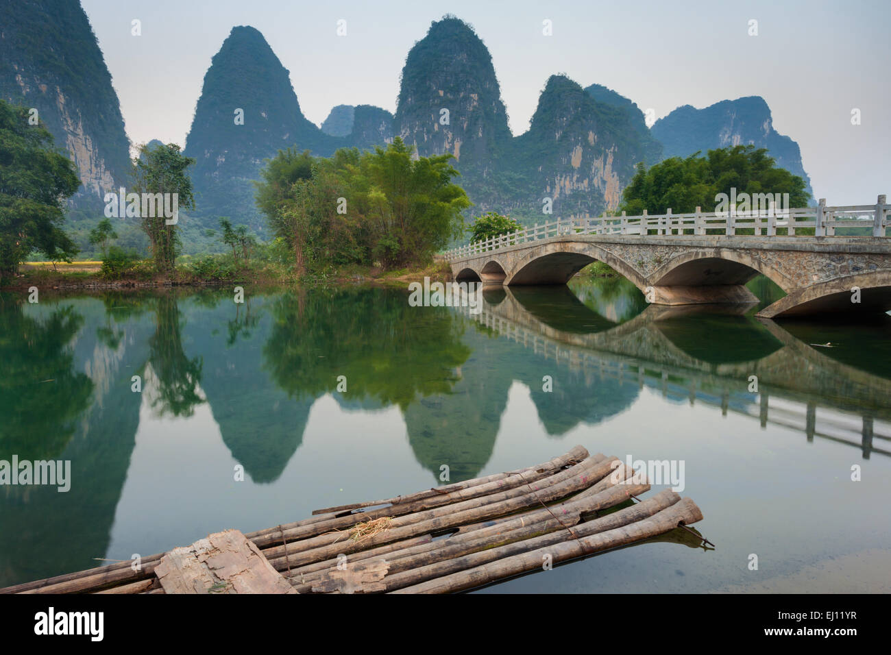 Yulong River, China, Asia, region, Guangxi, river, flow, mountains ...