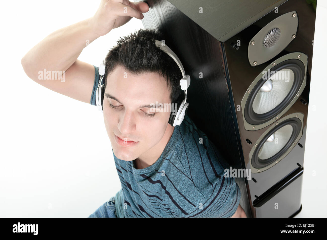 Men speaker sound headphone Stock Photo - Alamy
