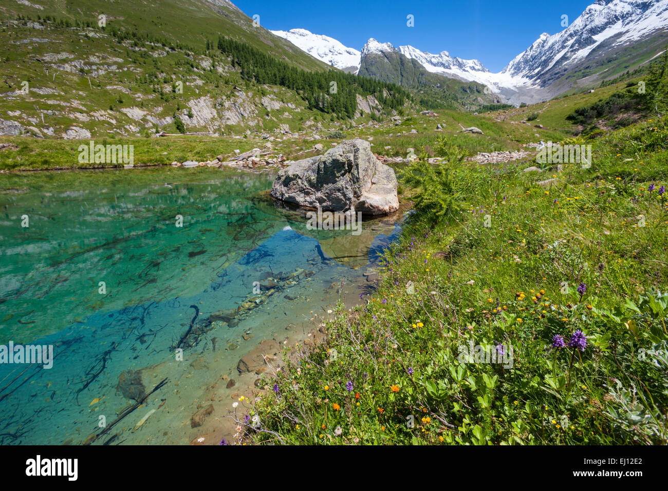 Grundsee, Switzerland, Europe, canton, Valais, Wallis, Lötschental ...