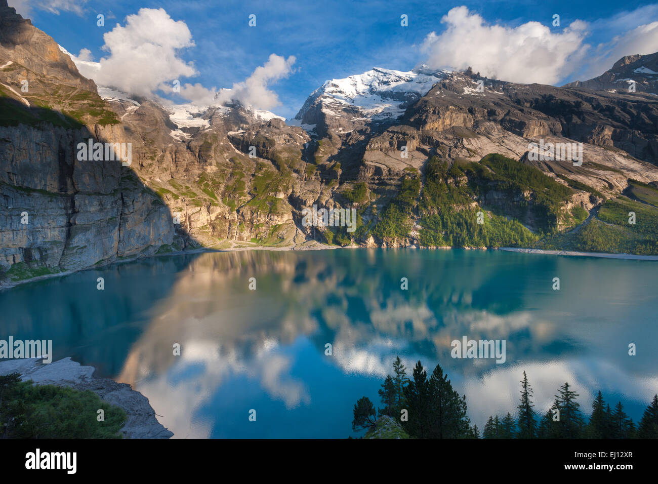 Lake of Oeschinen, Switzerland, Europe, canton Bern, Bernese Oberland ...