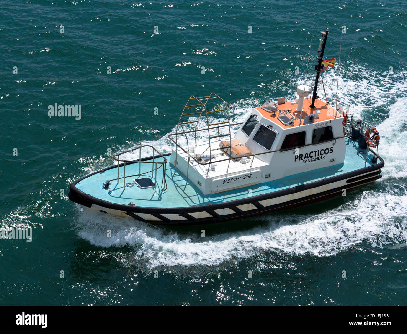 Pilot boat underway of the pilots association of Santander Spain seen ...