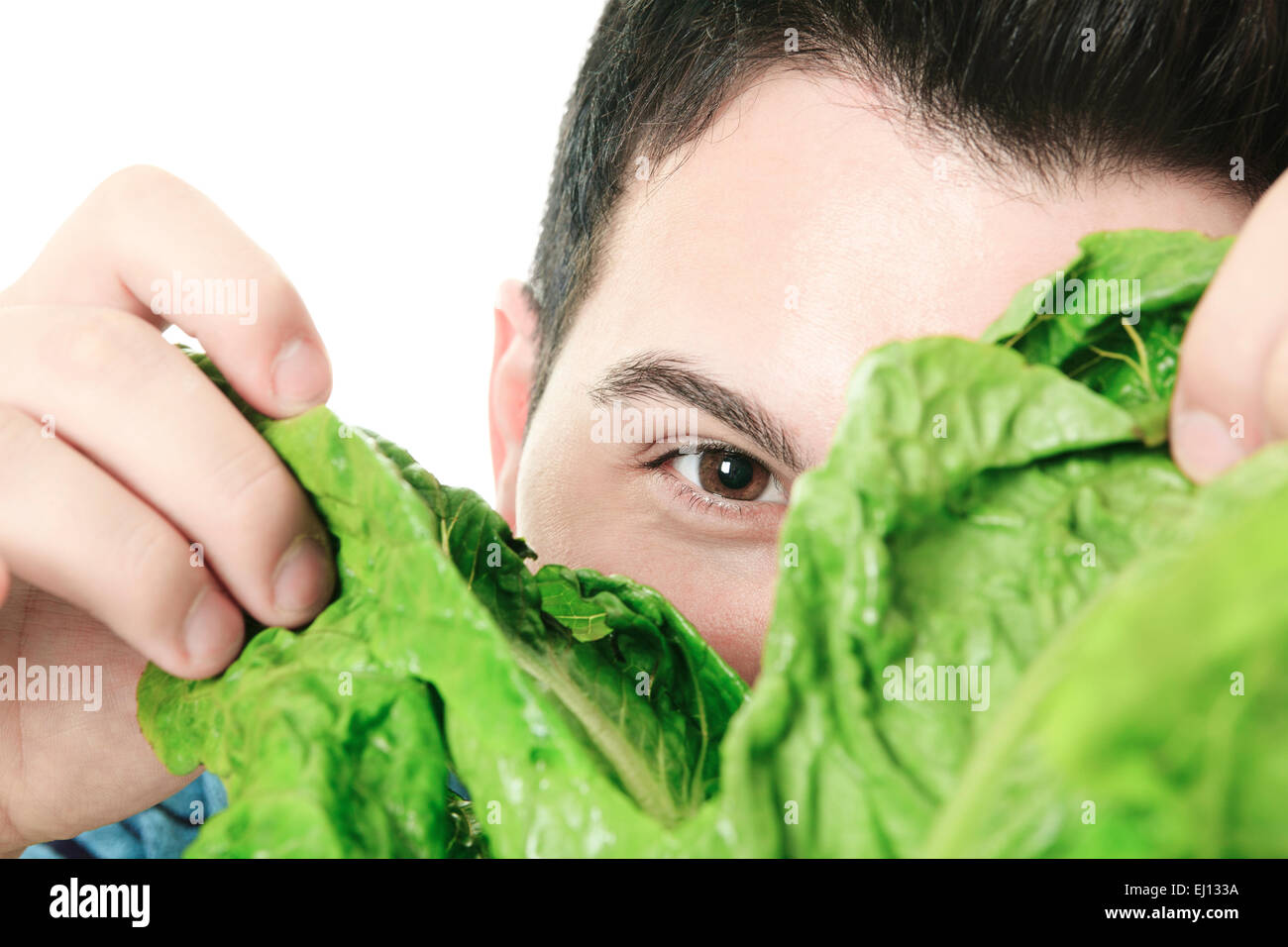 Handsome man having in front healthy salad Stock Photo - Alamy