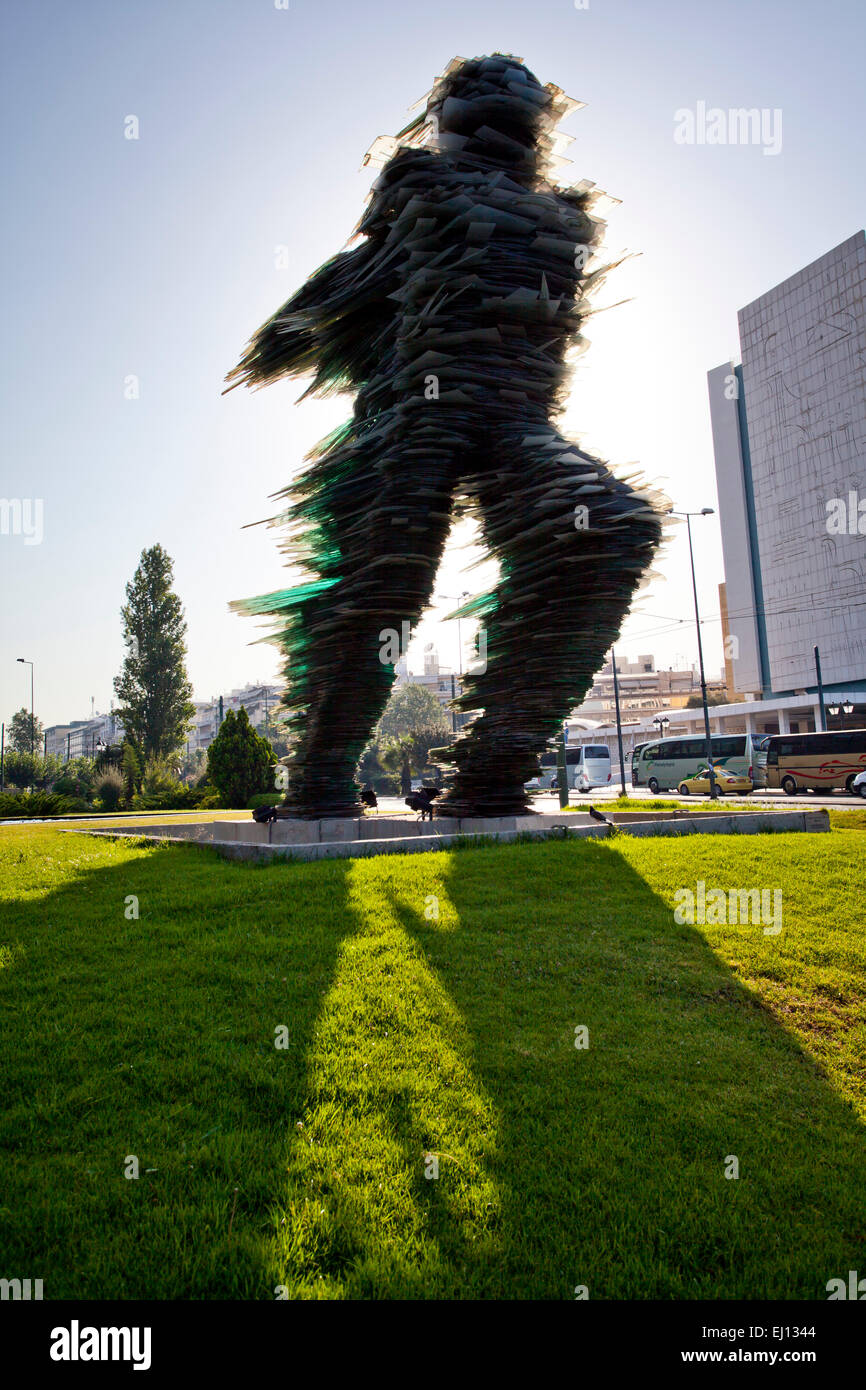 The Dromeas “Runner” 12-meter-tall glass and iron sculpture created in ...