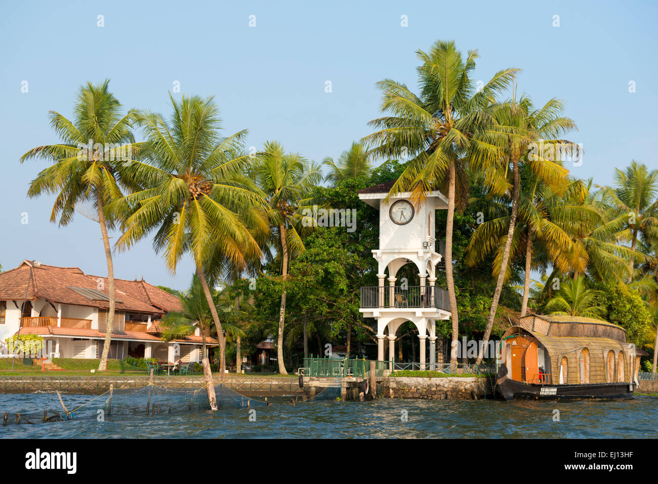 A houseboat on the Vembanad Lake in Kumarakom, Kerala India Stock Photo ...