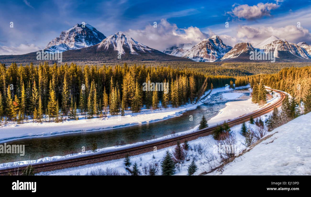 Scenic Morant's Curve on the Canadian Pacific Railway running along the ...