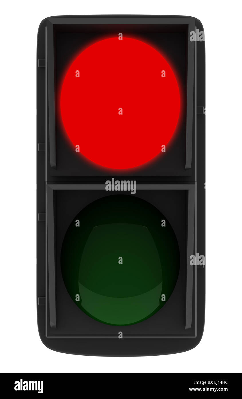 red traffic light isolated on white Stock Photo - Alamy