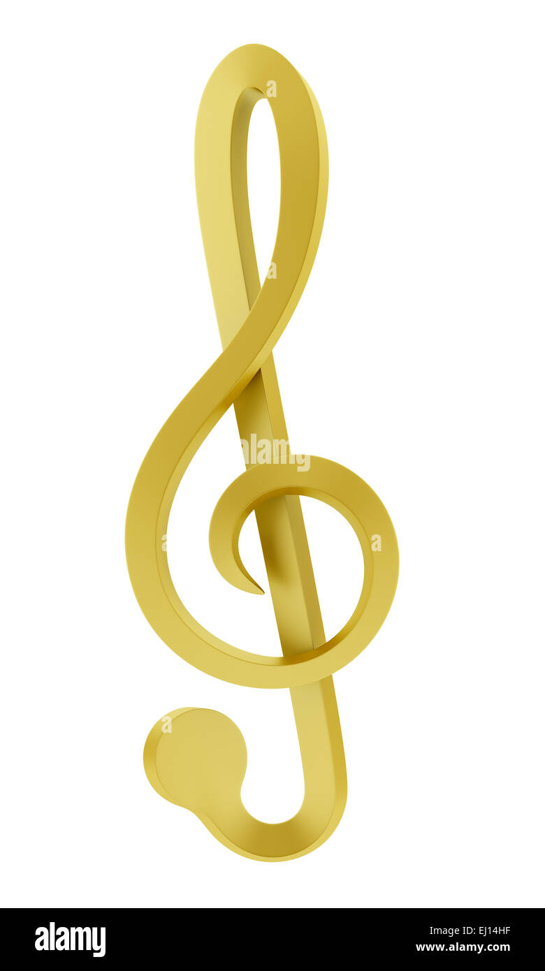 golden treble clef isolated on white background Stock Photo - Alamy