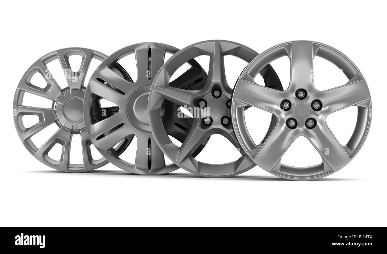 four wheel disks isolated on white Stock Photo - Alamy