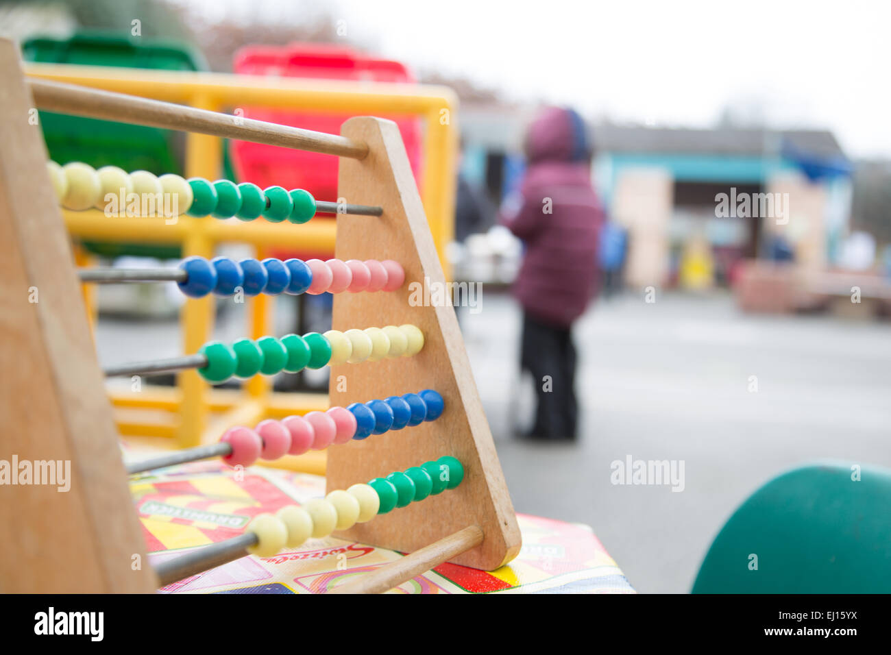 Old fashioned abacus in a UK primary school playground Stock Photo - Alamy