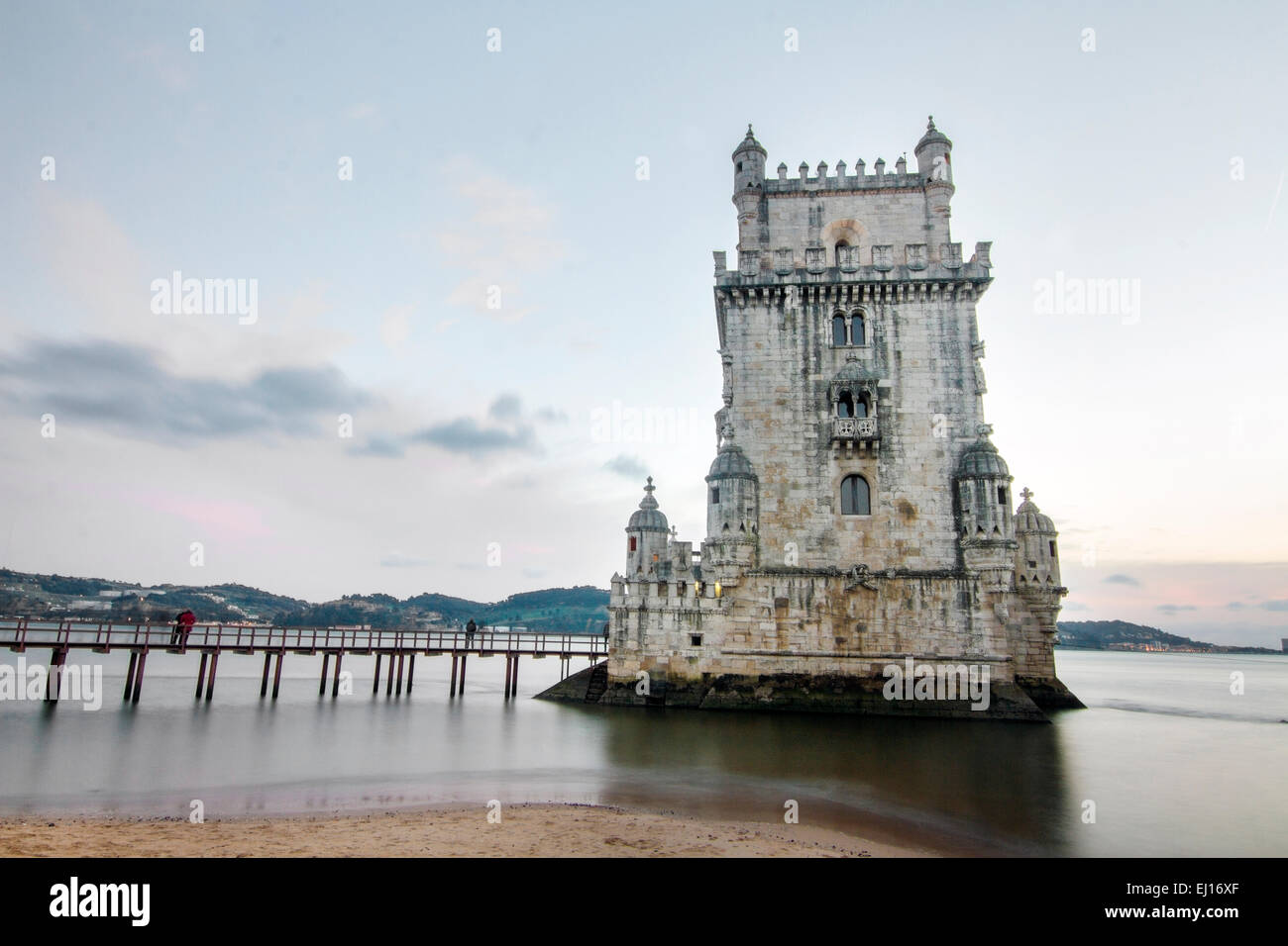 Famous landmark, Tower of Belem, located in Lisbon, Portugal Stock ...