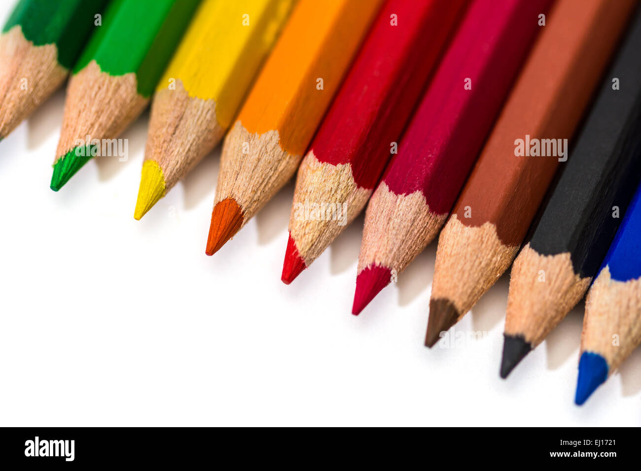 Set of color pencils isolated on white background Stock Photo - Alamy