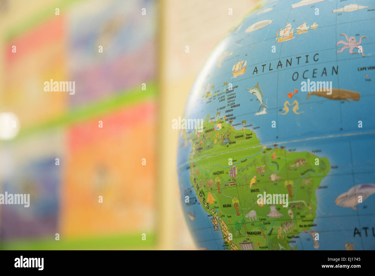 School globe in a classroom setting Stock Photo - Alamy