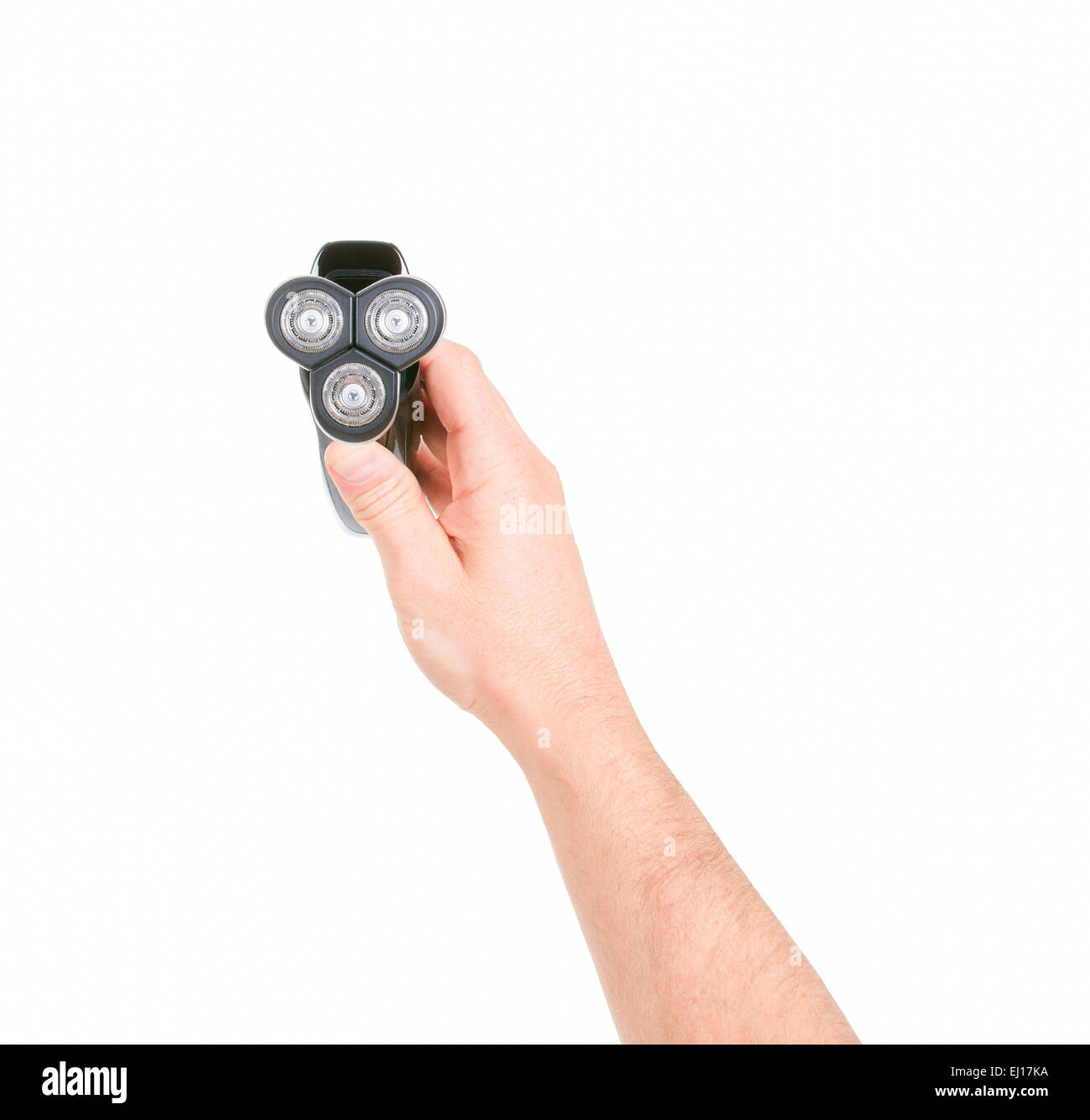 electric razor in a hand on white background Stock Photo - Alamy