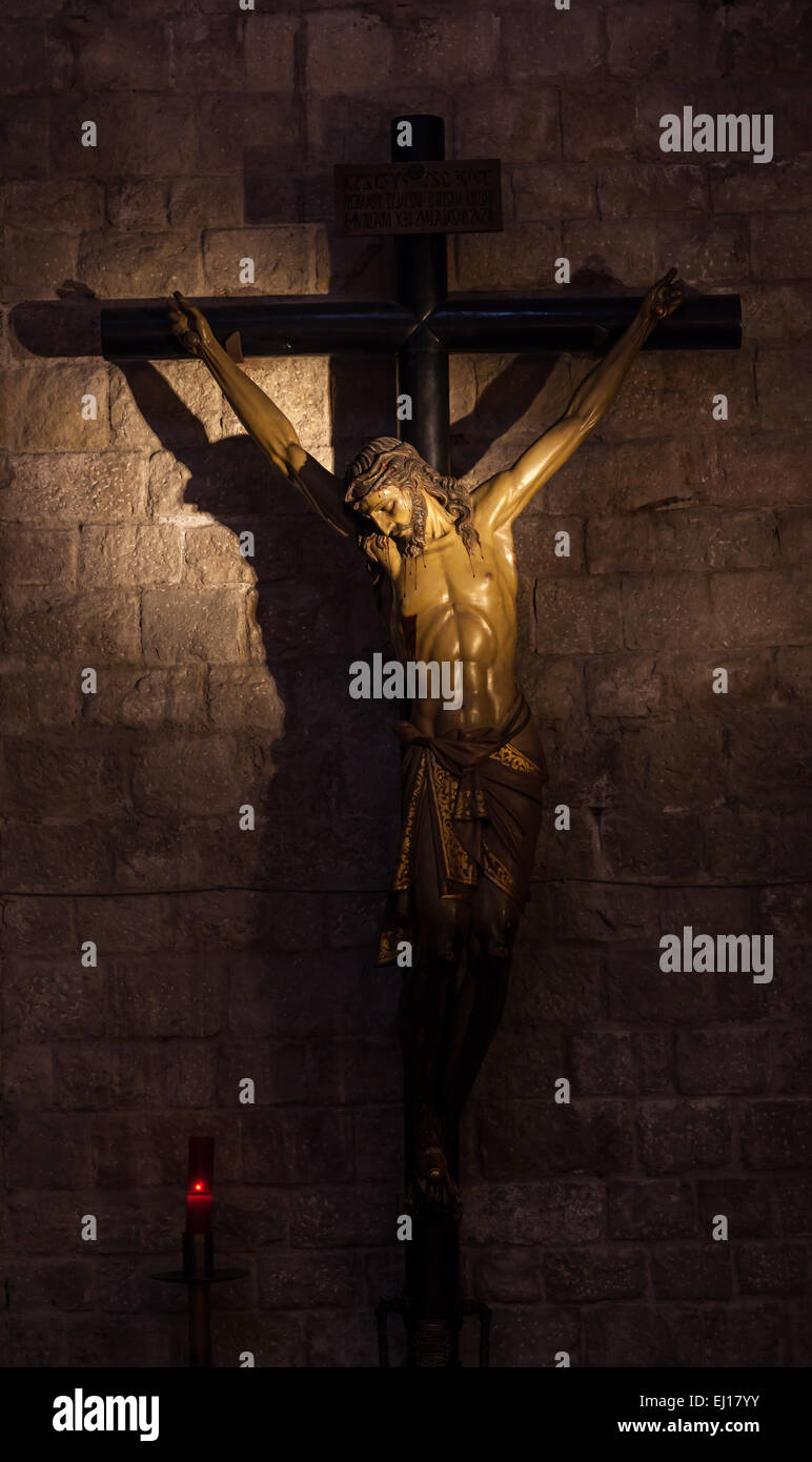 Old medieval crucifix in Italian church - made of wood Stock Photo - Alamy