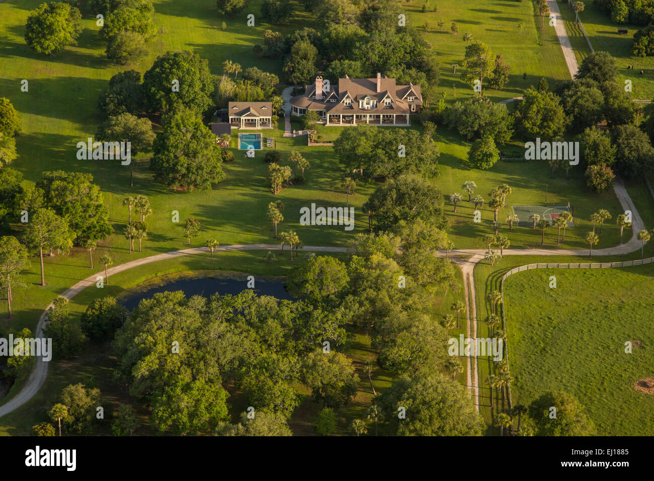 Aerial view of the Darby family estate along the marsh in Mt Pleasant ...