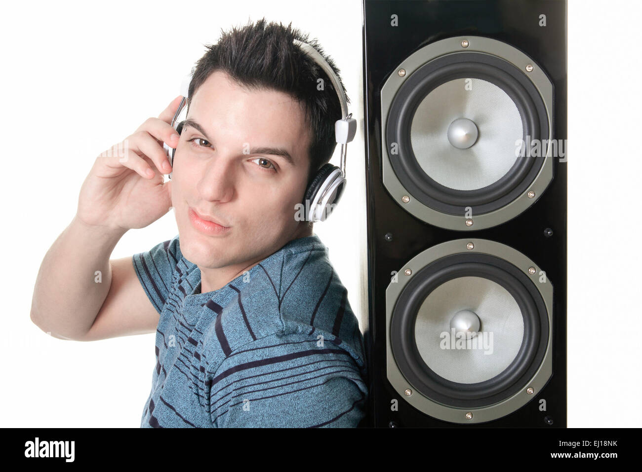 Men speaker sound headphone Stock Photo - Alamy