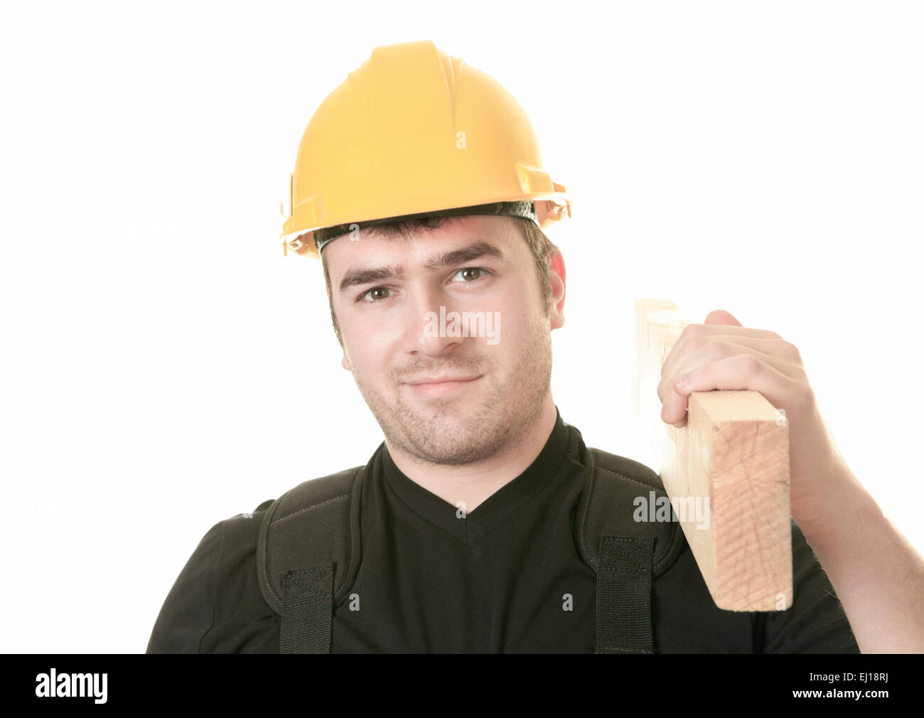 experienced men carpenterin studio white background Stock Photo - Alamy