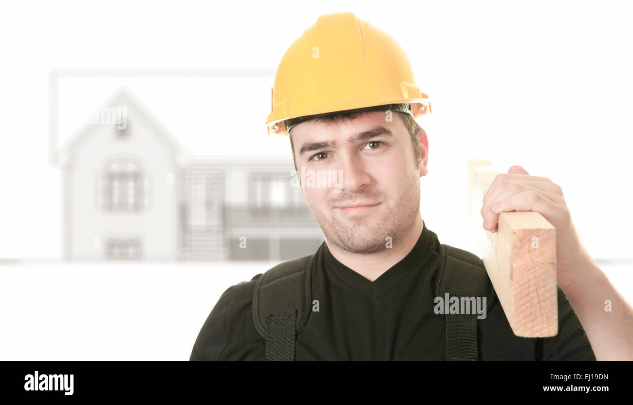 experienced men carpenterin studio white background Stock Photo - Alamy