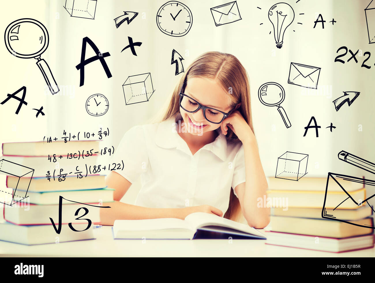 student girl studying at school Stock Photo - Alamy
