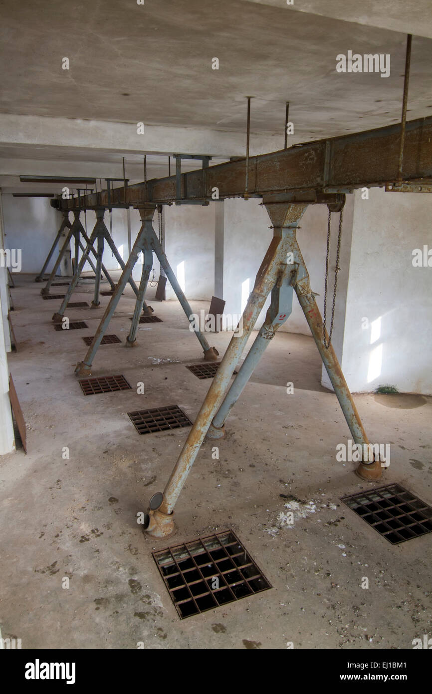 Interior pipes of an abandoned grain silo factory Stock Photo - Alamy