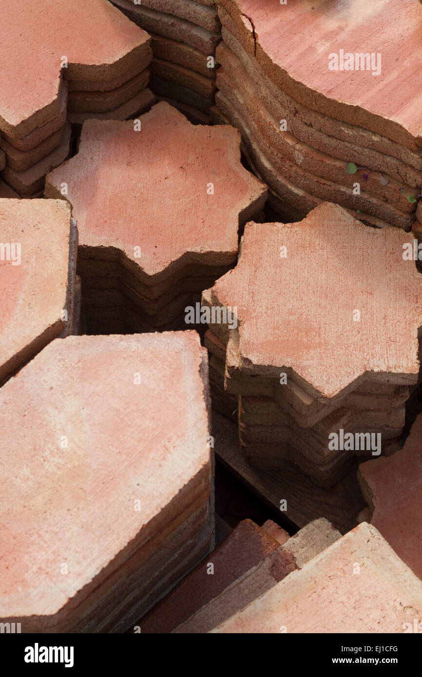 Close up view of a pile of traditional mud brick production Stock Photo ...