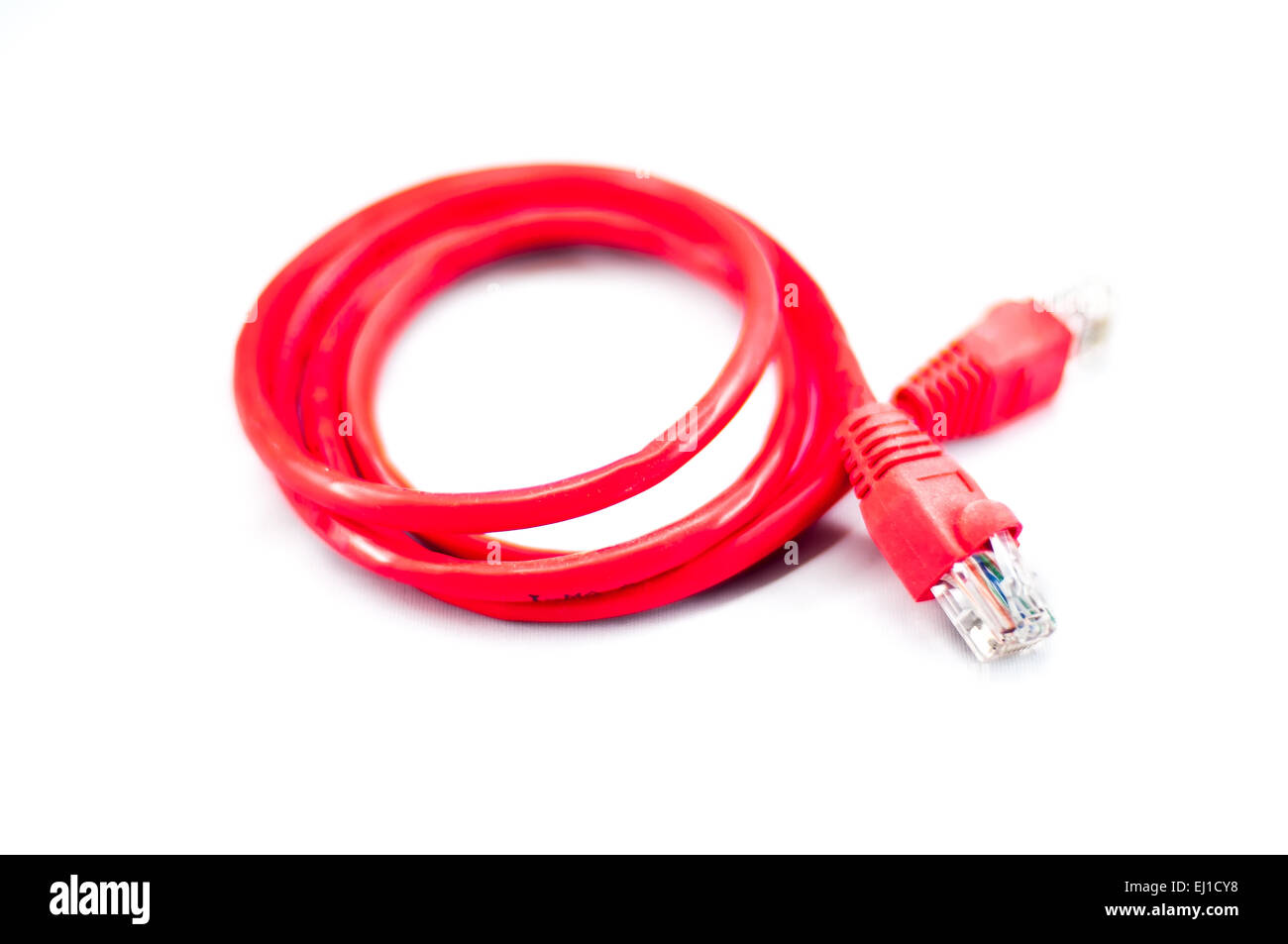 Red network cable Stock Photo - Alamy