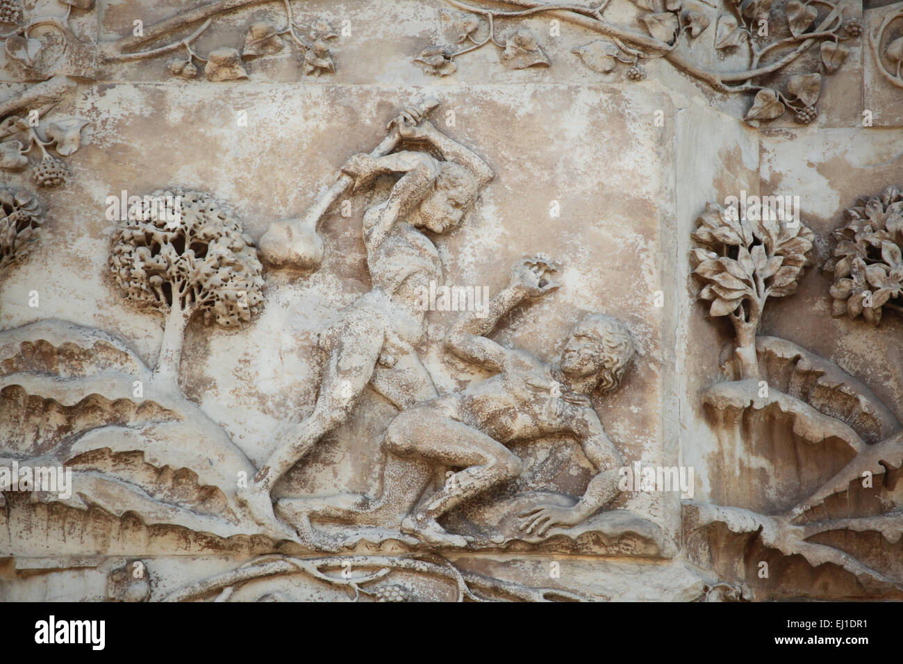 Cain kills Abel. Early Renaissance relief by Italian sculptor Lorenzo ...