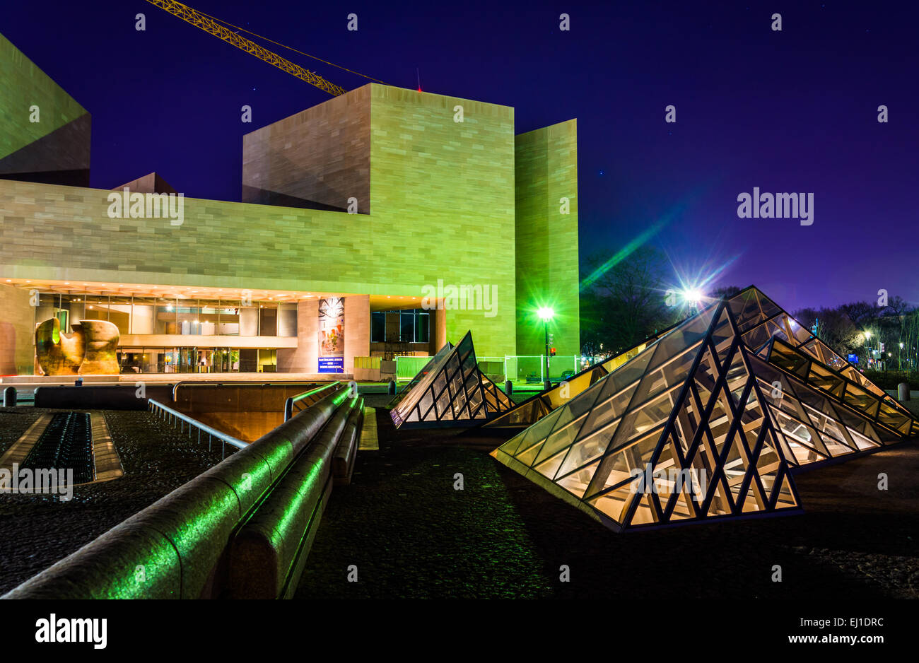 Glass pyramids and the East Building of the National Gallery of Art at ...