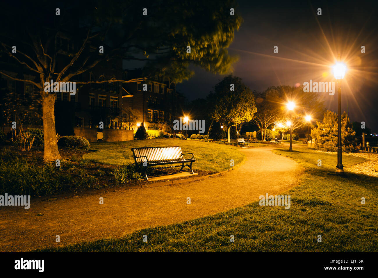 Path at night in a park in Alexandria, Virginia Stock Photo - Alamy