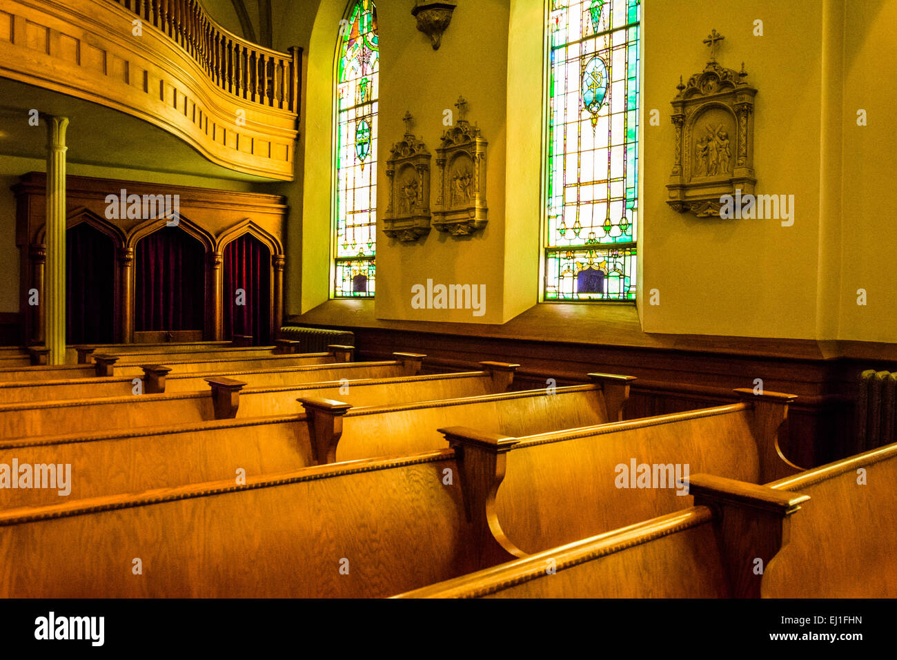 Pews in St. Peters Roman Catholic Church, in Harper's Ferry, West ...