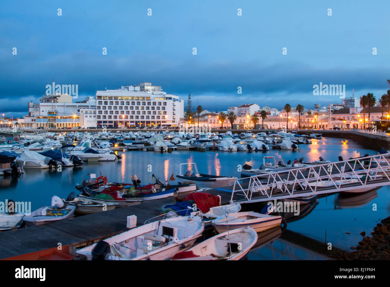 View of the marina of Faro city in the evening Stock Photo - Alamy