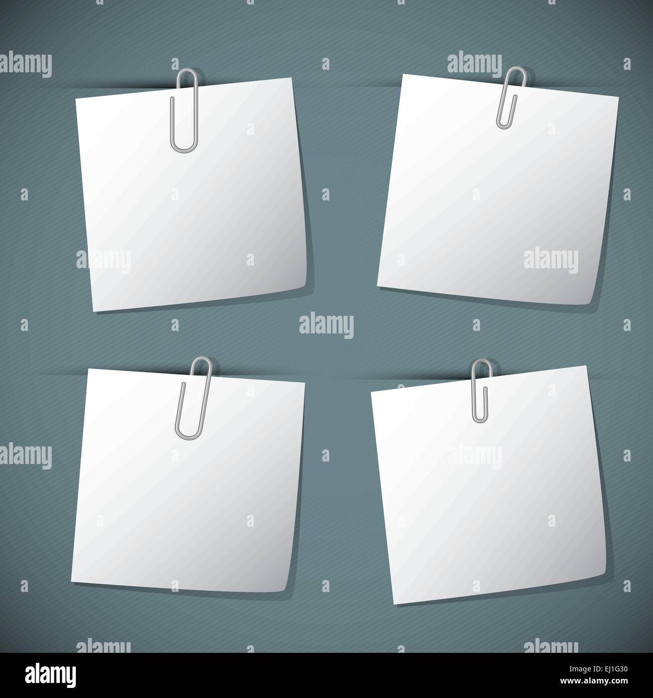 Note papers with paperclip, vector illustration Stock Vector Image ...